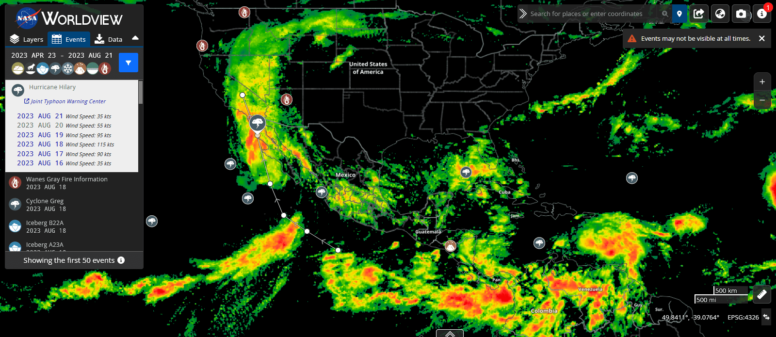 Así se ve el ciclón Hilary desde el espacio: imágenes de la NASA