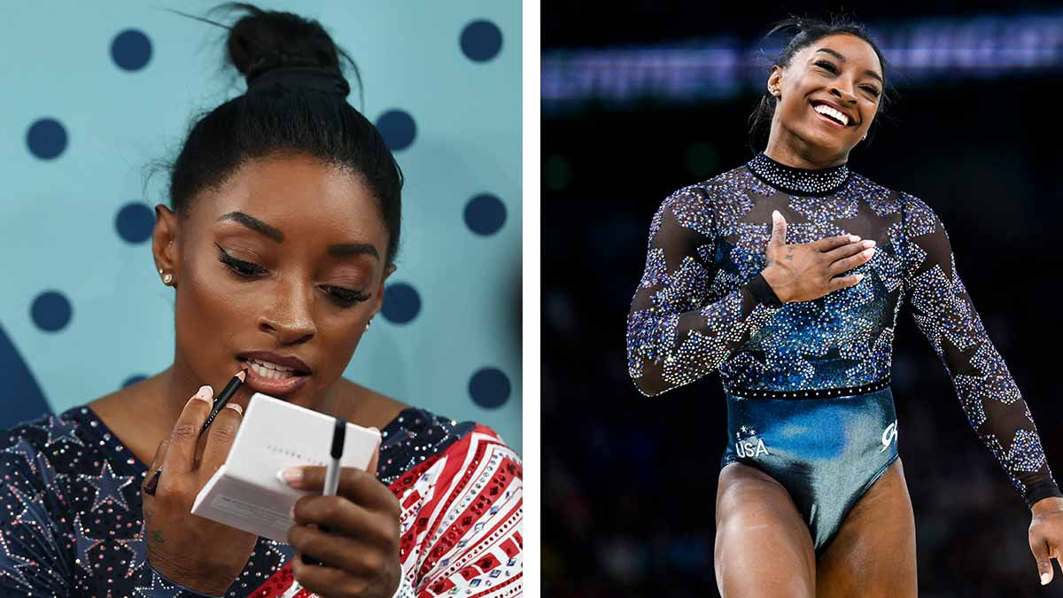 Simone Biles retoca su maquillaje en plena competencia de Paris 2024 y ...