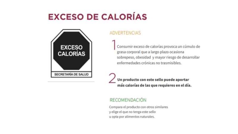 Significado de las etiquetas de alimentos: exceso de calorías, azúcares ...