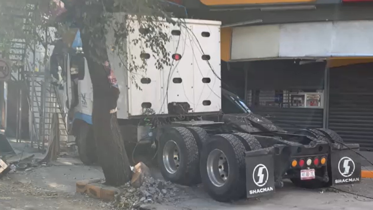 Caos vial y daños materiales: tráiler choca con tienda de cadena ...