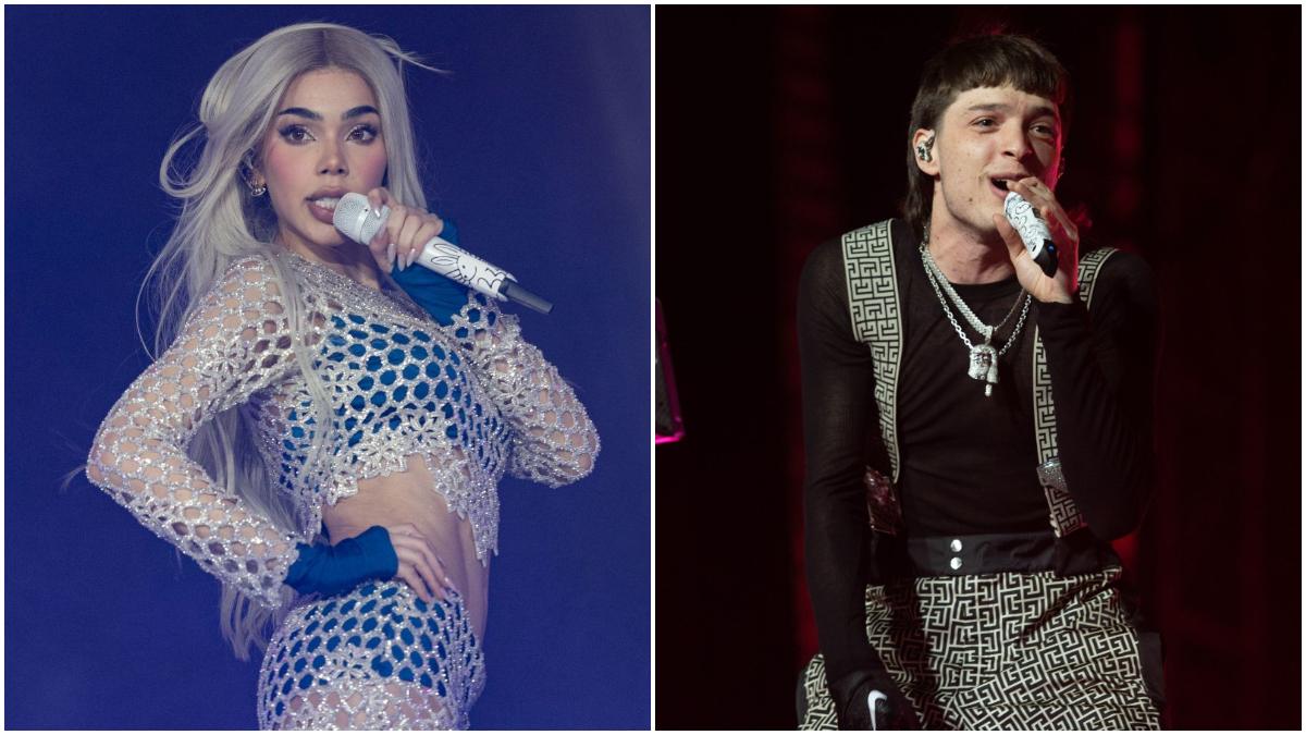 El momento en que Kenia Os y Peso Pluma se besan en el Super Bowl - UnoTV