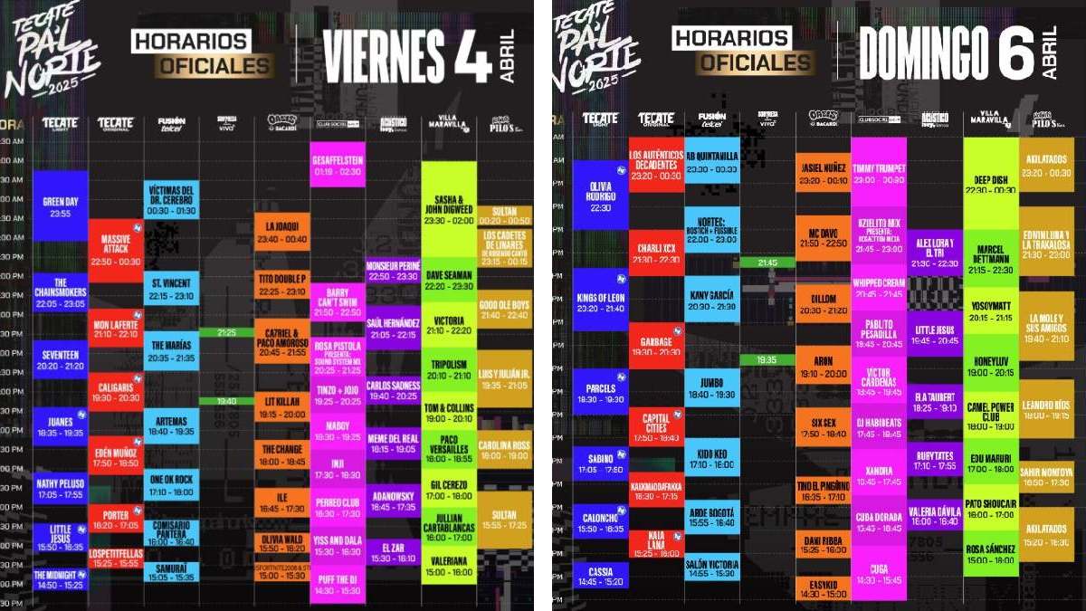 Horarios oficiales por día del festival Tecate Pa'l Norte 2025 - UnoTV