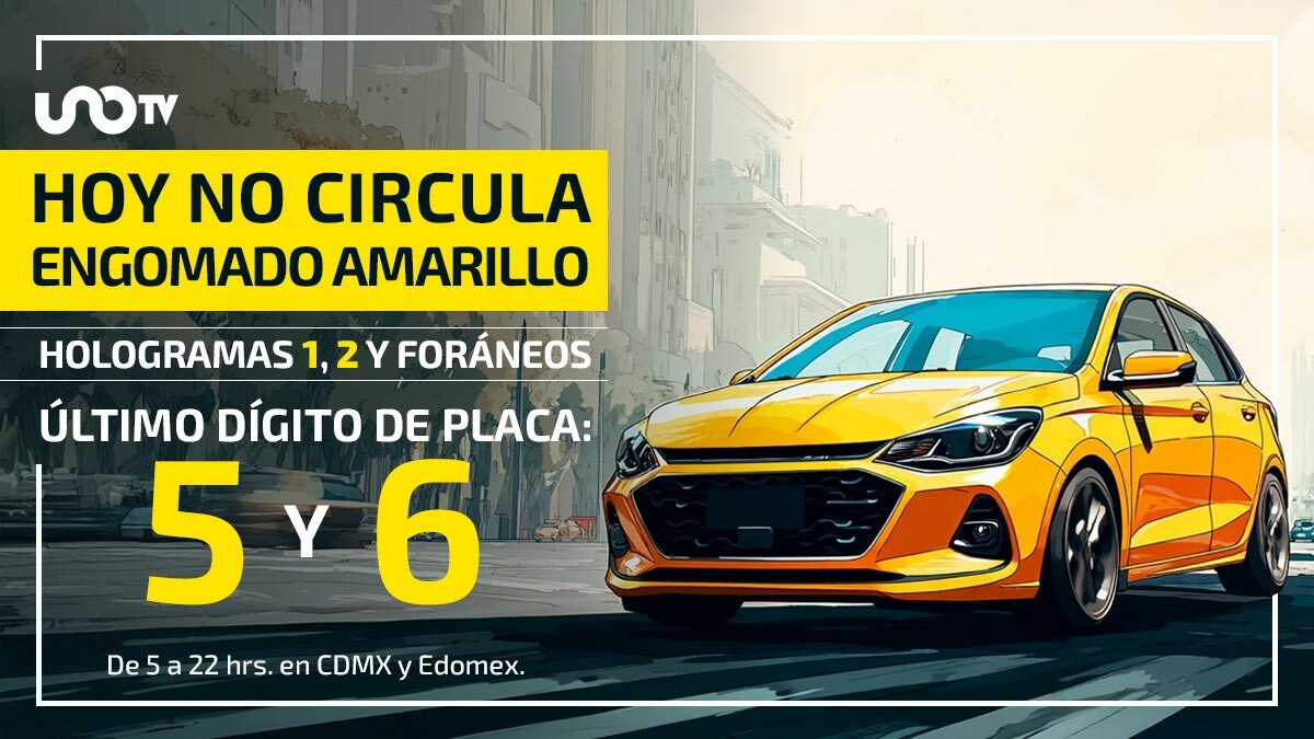 No circulan este lunes vehículos con placas terminación 5 y 6 - UnoTV